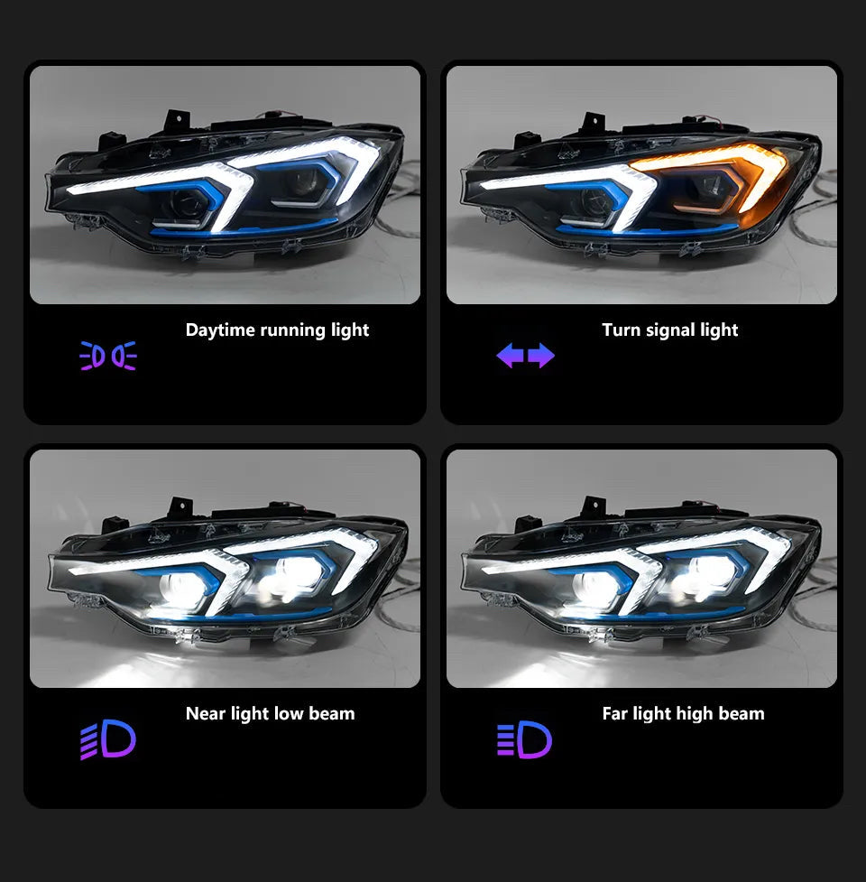 G2X Style V1 LED Angel Eye Projector Headlights w/ Switchback Turn Sig ...