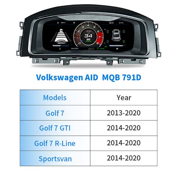 Dashboard For VW B8 PASSAT CC golf 7 GTI Variant Car LCD Instrument P ...